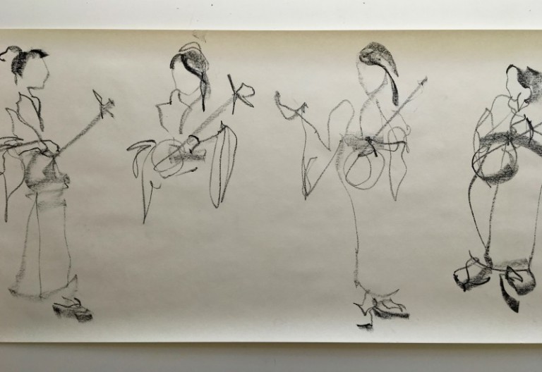 Live Japanese Music Model Drawing April 2017 - Inge Koetzier van Hooff